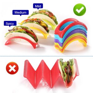 18PCS Individual Taco Holder Stand, MONGSEW Colorful Taco Holders Set of 18, Taco Stands for the individual serving, PP Materials Soft or Hard Taco Shell Holder, Dishwasher & Microwave Safe