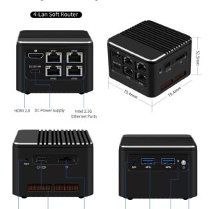 Mrroute M1 Plus Mini PC with N305 Processor, 16G RAM 256G SSD Mini Desktop PC, All-in-one Dual Display HDMI,Type-c/USB 3.0/4x2.5GbE LAN Business Mini Computer Win 11