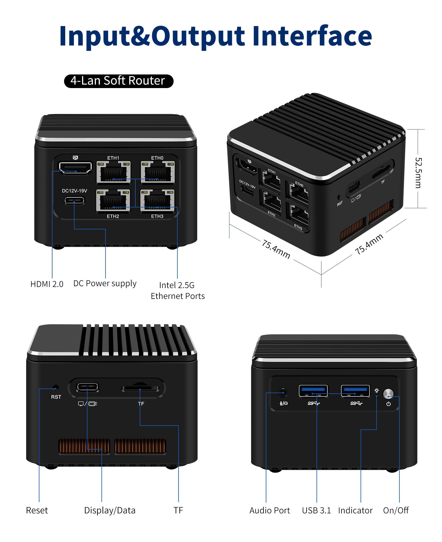 Mrroute M1 Plus Mini PC with N305 Processor, 16G RAM 256G SSD Mini Desktop PC, All-in-one Dual Display HDMI,Type-c/USB 3.0/4x2.5GbE LAN Business Mini Computer Win 11