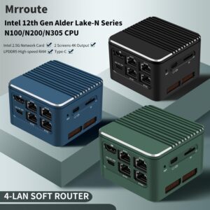 Mrroute M1 Plus Mini PC with N305 Processor, 16G RAM 256G SSD Mini Desktop PC, All-in-one Dual Display HDMI,Type-c/USB 3.0/4x2.5GbE LAN Business Mini Computer Win 11