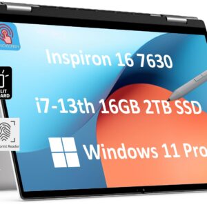 Dell Inspiron 16 7000 7630 2-in-1 Business Laptop (16" FHD+ Touchscreen, 13th Gen Intel 12-Core i7-1360P, 16GB DDR5 RAM, 2TB SSD, Active Stylus) Backlit, Fingerprint, FHD Webcam, Win 11 Pro, Silver