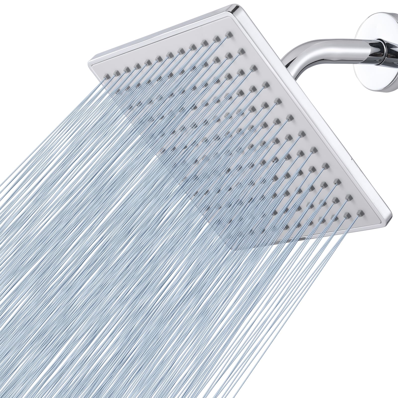 Voolan High Pressure Rain Shower Head, Luxury Modern Look, The Perfect Adjustable Replacement For Your Bathroom Shower Heads, Comfortable Shower Experience Even at Low Water Flow (Chrome)