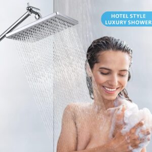 Voolan High Pressure Rain Shower Head, Luxury Modern Look, The Perfect Adjustable Replacement For Your Bathroom Shower Heads, Comfortable Shower Experience Even at Low Water Flow (Chrome)