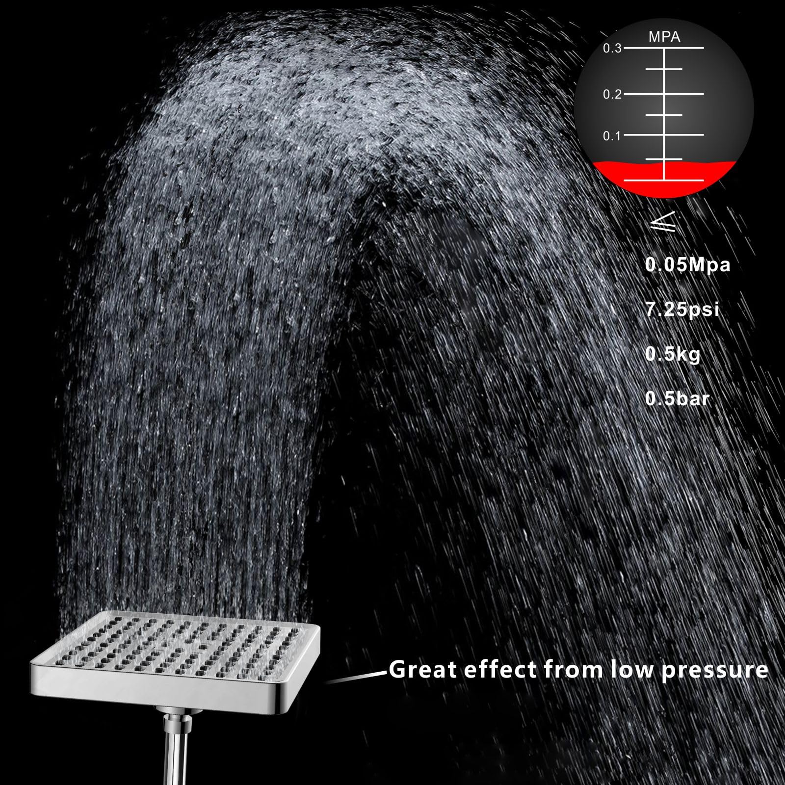 Voolan High Pressure Rain Shower Head, Luxury Modern Look, The Perfect Adjustable Replacement For Your Bathroom Shower Heads, Comfortable Shower Experience Even at Low Water Flow (Chrome)