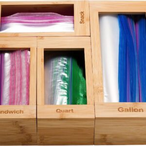 Bartnelli Seal Top Plastic Bag Organizer Storage for Kitchen Drawer Organization, Plastic Sandwich Baggie Holder Dispenser