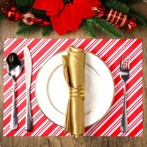 Umigy 60 Pcs Christmas Candy Dinner Paper Placemats 10.24 x 14.57 Inch Christmas Placemats Disposable Placemats Christmas Paper Placemats for Christmas Kitchen Dinner Party Supplies