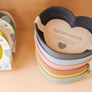 Spoondrift 100% Food Grade Silicone Suction Heart Plate | For Babies And Toddlers, BPA FREE, Diswasher Safe & Microwave Safe - Choose From 6 Colors (Sage)