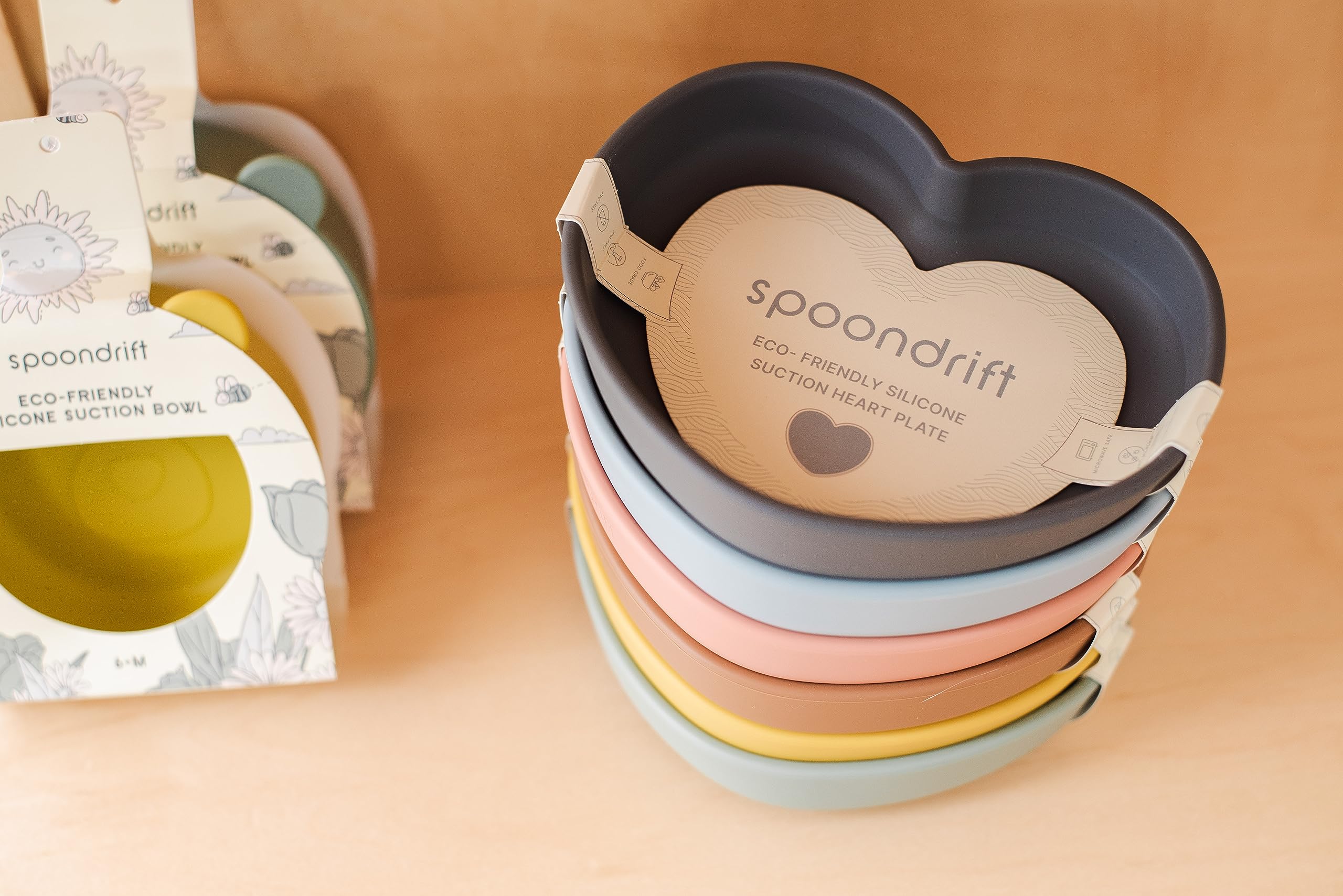 Spoondrift 100% Food Grade Silicone Suction Heart Plate | For Babies And Toddlers, BPA FREE, Diswasher Safe & Microwave Safe - Choose From 6 Colors (Sage)