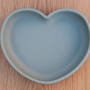 Spoondrift 100% Food Grade Silicone Suction Heart Plate | For Babies And Toddlers, BPA FREE, Diswasher Safe & Microwave Safe - Choose From 6 Colors (Sage)