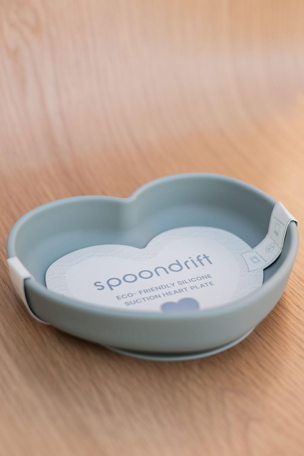 Spoondrift 100% Food Grade Silicone Suction Heart Plate | For Babies And Toddlers, BPA FREE, Diswasher Safe & Microwave Safe - Choose From 6 Colors (Sage)