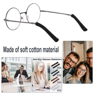 Eyeglasses Ear Cushions with Cotton Fabric , Soft Knitting Eyewear Retainer Temple tips, Anti-Slip Elastic Comfort Glasses Ear Cushion Grip for Sunglasses Eyeglasses Reading Glasses(2 Pairs Black)