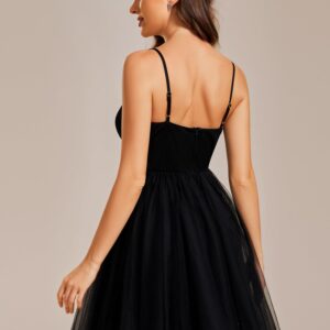 Ever-Pretty Women's Trendy Tulle High Waist V-Neck Summer Ball Gowns for Party Black US12