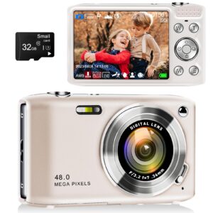 digital point and shoot camera, compact digital camera with 2.88' ips screen 48mp 4k for photo and video, small digital camera support 16x zoom macro mode and flash, beginner camera for teens