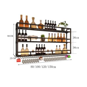 LED Wall Mounted Wine Rack, Customizable Metal Floating Shelves for Home, Restaurant, Bars, Bottle & Glass Holder with Upside Hanging Goblet