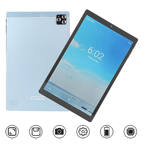 Jectse 10.1 Inch Tablet, 2560x1600 Resolution 6GB RAM 128GB ROM Dual SIM Octa Core Tablet with 2MP 5MP Dual Camera, Android Tablet Gaming Tablet for Kids Adults (Blue)