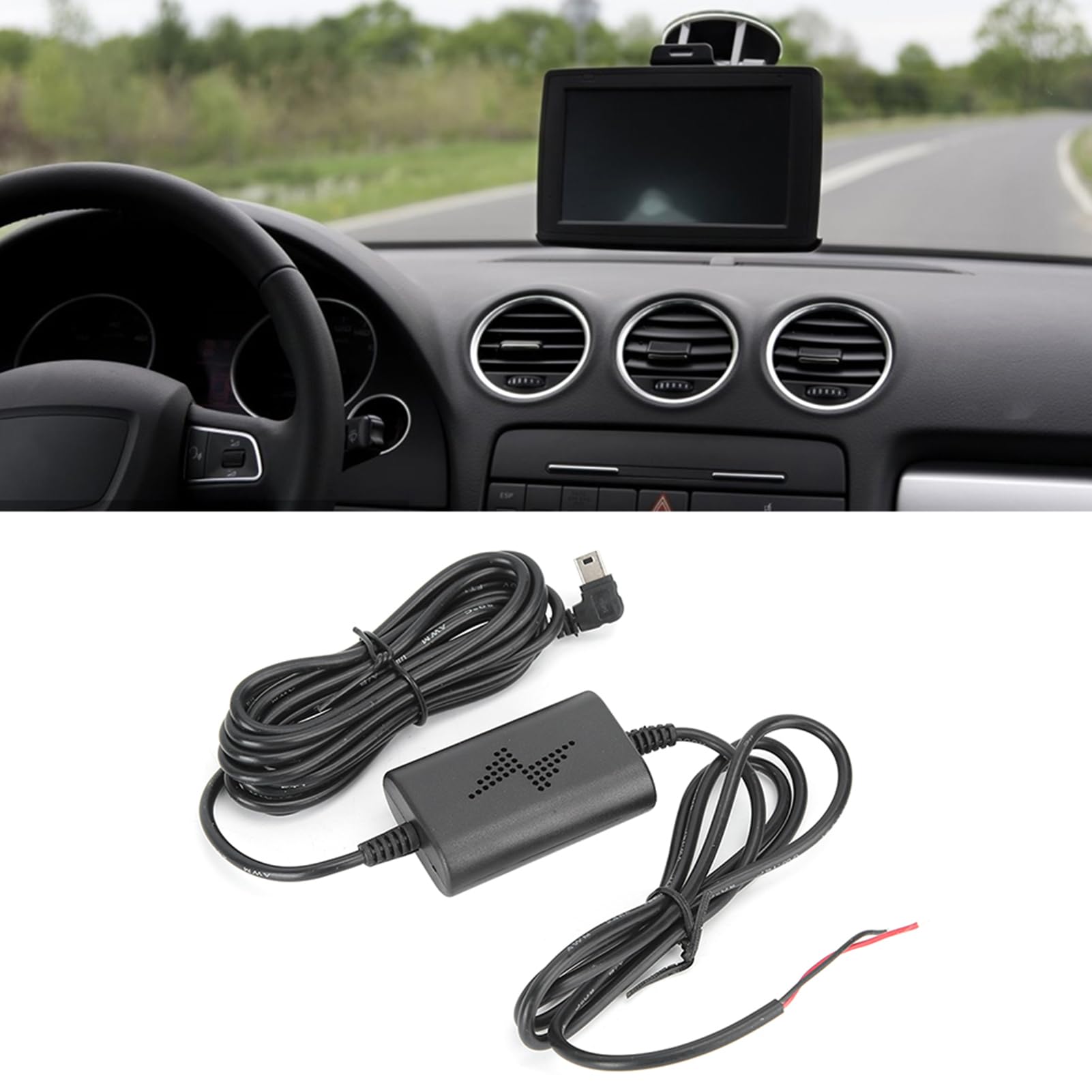 Car Parking Monitoring Line,Dash Cam Hardwire Kit 12V,24V to 5V 2.5A Left Angle Mini USB Step Down Line for Parking Monitoring