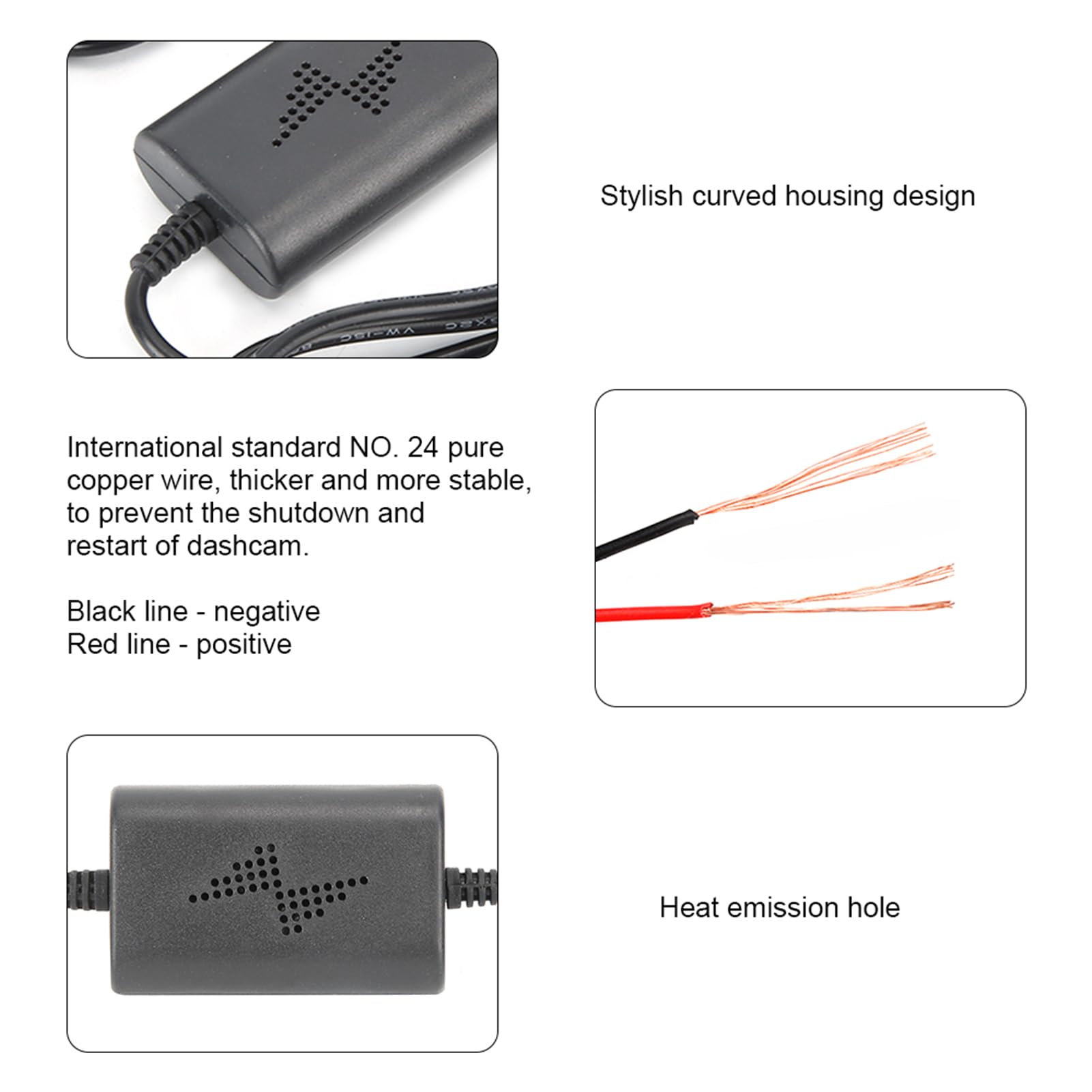 Car Parking Monitoring Line,Dash Cam Hardwire Kit 12V,24V to 5V 2.5A Left Angle Mini USB Step Down Line for Parking Monitoring