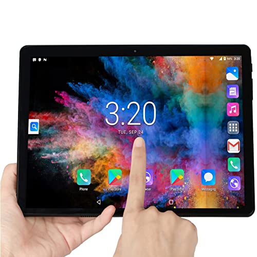 ANGGREK 10.1 Inch Tablet Octa Core Dual SIM 16GB ROM 512GB 4G LTE Black Portable Tablet with MTK6762 Chip, 10.1inch HD Screen, for 11.0 System, 3 Card Slots (US Plug)