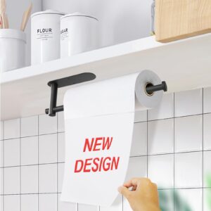 yubeyi paper towel holder, 2024 new upgraded under cabinet paper towel holder, self adhesive wall mount towel holder for kitchen, bathroom, rv, sink, glass, toilet paper holder 13 inch, matte black