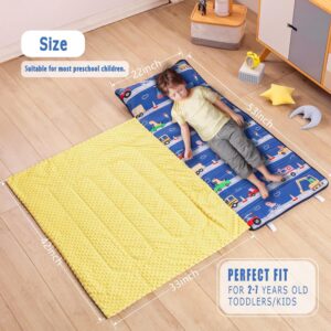 Jupeollon nap mat for Toddlers Sleeping Bag with Removable Pillow and Fleece Blanket Boys & Girls Thickened Soft