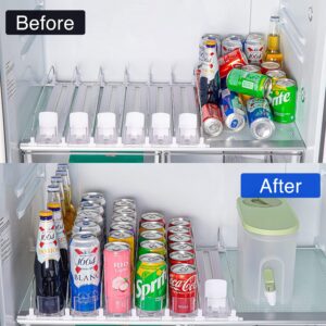 Drink Organizer for Fridge, Self-Pushing Soda Can Dispenser for Refrigerator, Pantry/Kitchen Organizer with Width Adjustable Smart Beverage Pusher, 12oz to 20oz Holds up to 15 Cans (38cm/3Rows)