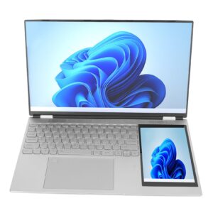 gowenic double screen laptop for win 11, 15.6 inch ips screen notebook with 7 inch ips touch screen, laptop computer with n5105 quad core 2.0ghz processor (16gb+512gb us plug)