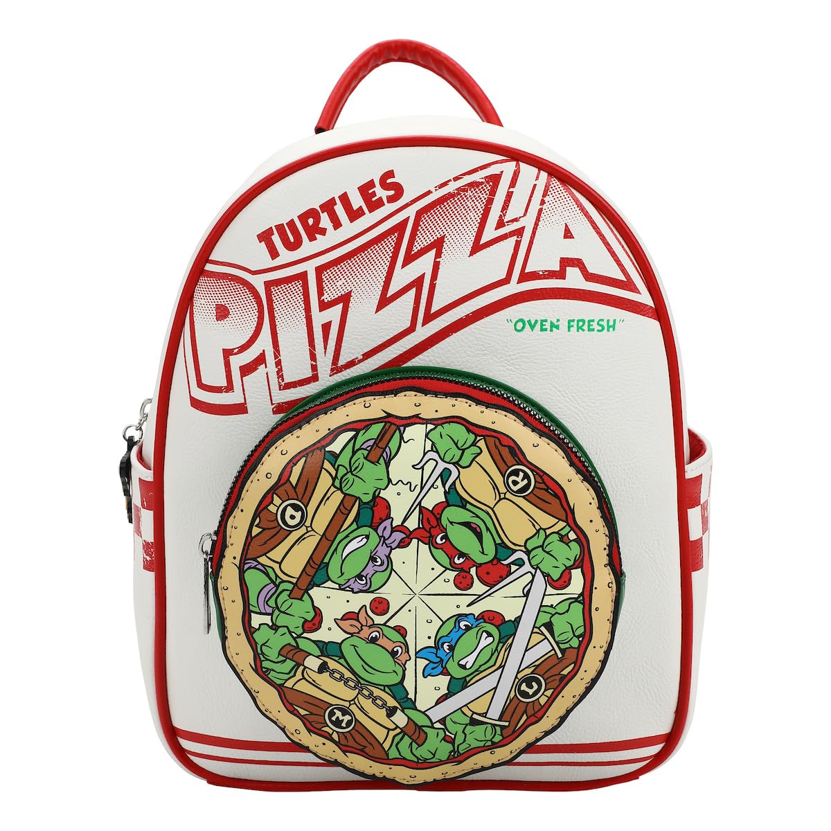 Bioworld TMNT Classic Retro Cartoon Turtles Pizza Women's White Mini Backpack