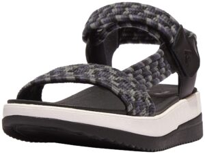 fitflop™ women's surff art-webbing back-strap sandal, black mix, size 6