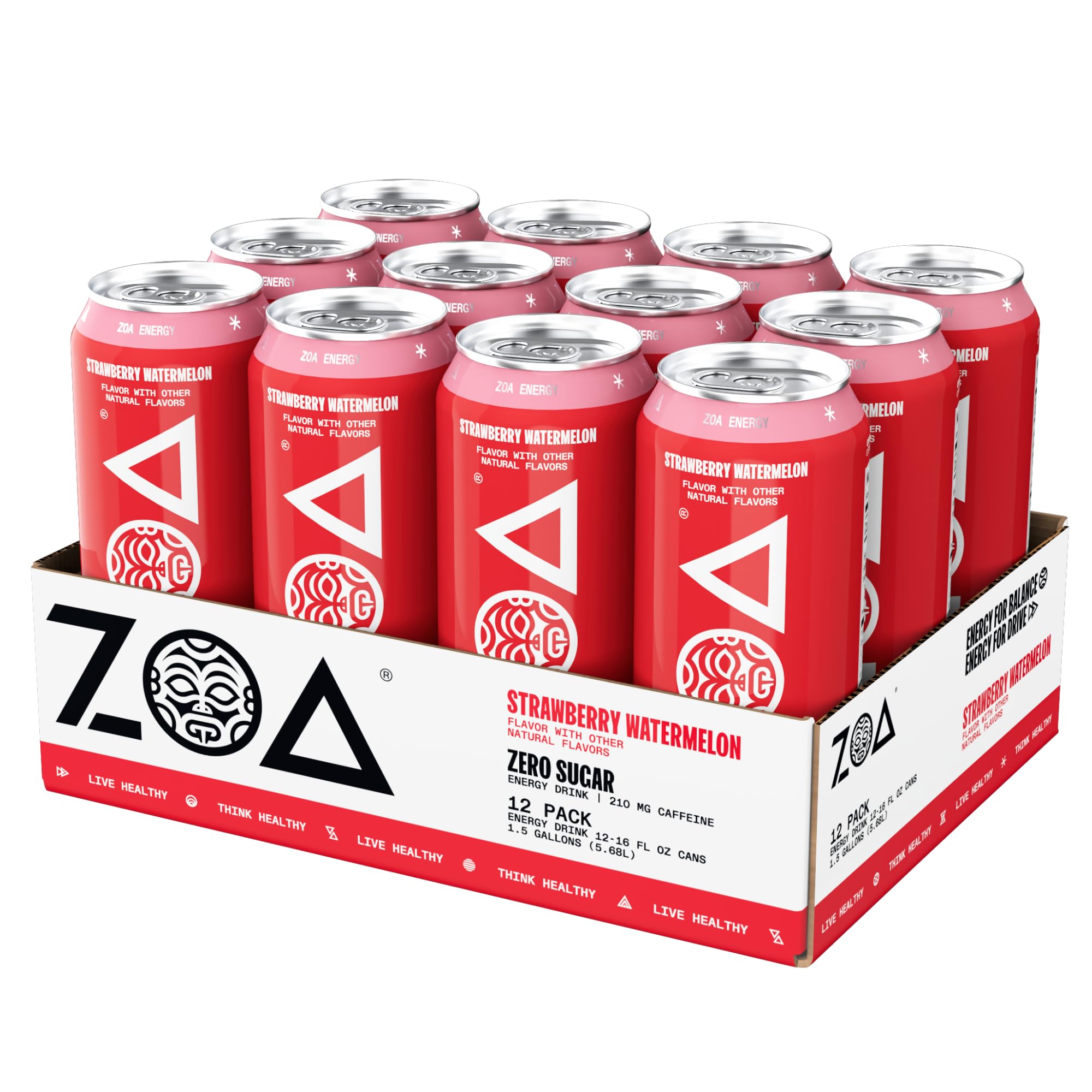 ZOA Sugar Free Energy Drink Bundle - Frosted Grape, Cherry Limeade, Strawberry Watermelon (36 Pack) - Healthy Energy Drinks with Vitamins, Amino Acids, Camu Camu, Electrolytes & Caffeine