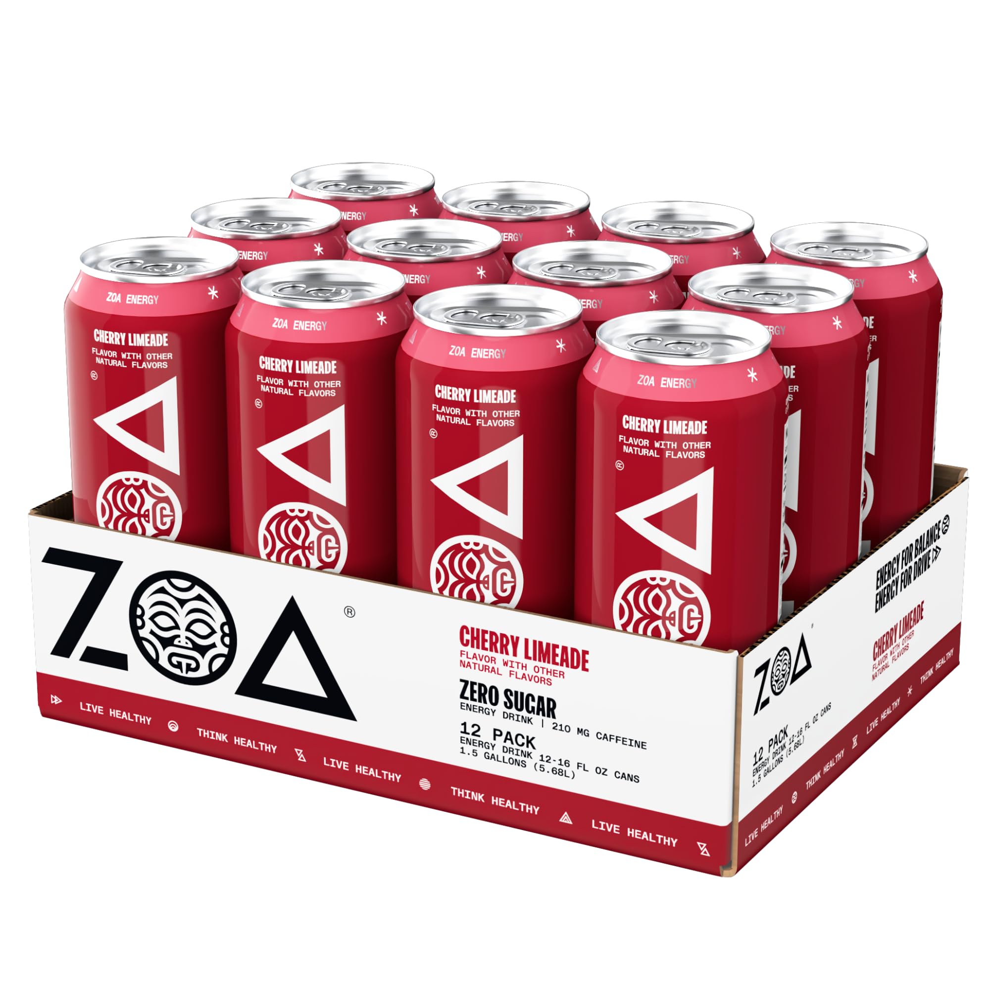 ZOA Sugar Free Energy Drink Bundle - Frosted Grape, Cherry Limeade, Strawberry Watermelon (36 Pack) - Healthy Energy Drinks with Vitamins, Amino Acids, Camu Camu, Electrolytes & Caffeine