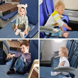 JEXYRON Airplane Bed for Toddler, Airplane Travel Bed Seat Extender with Magnetic Folding Puzzle, Airplane Leg Rest for Kids to Lie Down, Baby Travel Essentials for Flying Sleeping,Grey