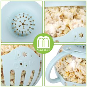 MMUGOOLER Glass Microwave Popcorn Popper, 2.25QT Original Popcorn Jar with Silicone Lid, BPA Free, Dishwasher Safe- blue