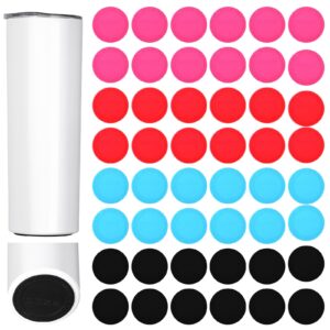 yungyan 72 pcs silicone bottoms for tumblers anti slip protective rubber bottoms for sublimation tumblers self adhesive skinny tumbler bumpers silicone bottom for wine glasses jars, 56mm, 4 colors