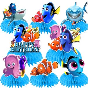 sea animal party decorations, 8pcs sea animal decorations honeycomb centerpieces, sea animal table decorations,3d double side centerpiece for birthday party