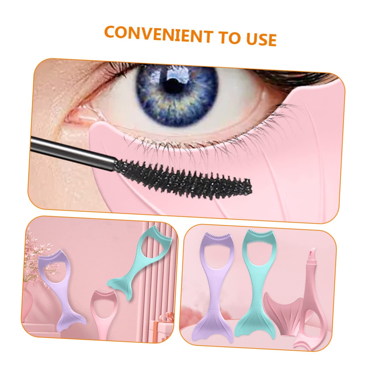 FRCOLOR 3pcs Mascara Brush Silicone Eyeliner Applicator Eyelash Drawing Tool Pink Tools Lash Separator Eyeliner Guide Template Women Eyeliner Stencils Girl Eye Make up Tools Make up Aids