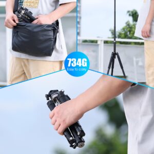 ULANZI MT-63 Mini Phone Tripod, 57" Portable Foldable Aluminum Alloy Extendable Camera Tripod with 2 in 1 Phone Clip, 360° Ball Head Travel Lightweight Tripod for iPhone DSLR Camera Max Load 5KG/11LBS