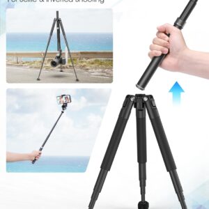 ULANZI MT-63 Mini Phone Tripod, 57" Portable Foldable Aluminum Alloy Extendable Camera Tripod with 2 in 1 Phone Clip, 360° Ball Head Travel Lightweight Tripod for iPhone DSLR Camera Max Load 5KG/11LBS