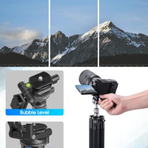 ULANZI MT-63 Mini Phone Tripod, 57" Portable Foldable Aluminum Alloy Extendable Camera Tripod with 2 in 1 Phone Clip, 360° Ball Head Travel Lightweight Tripod for iPhone DSLR Camera Max Load 5KG/11LBS