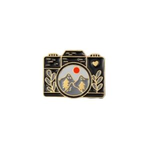 camera enamel pin mountains artistic