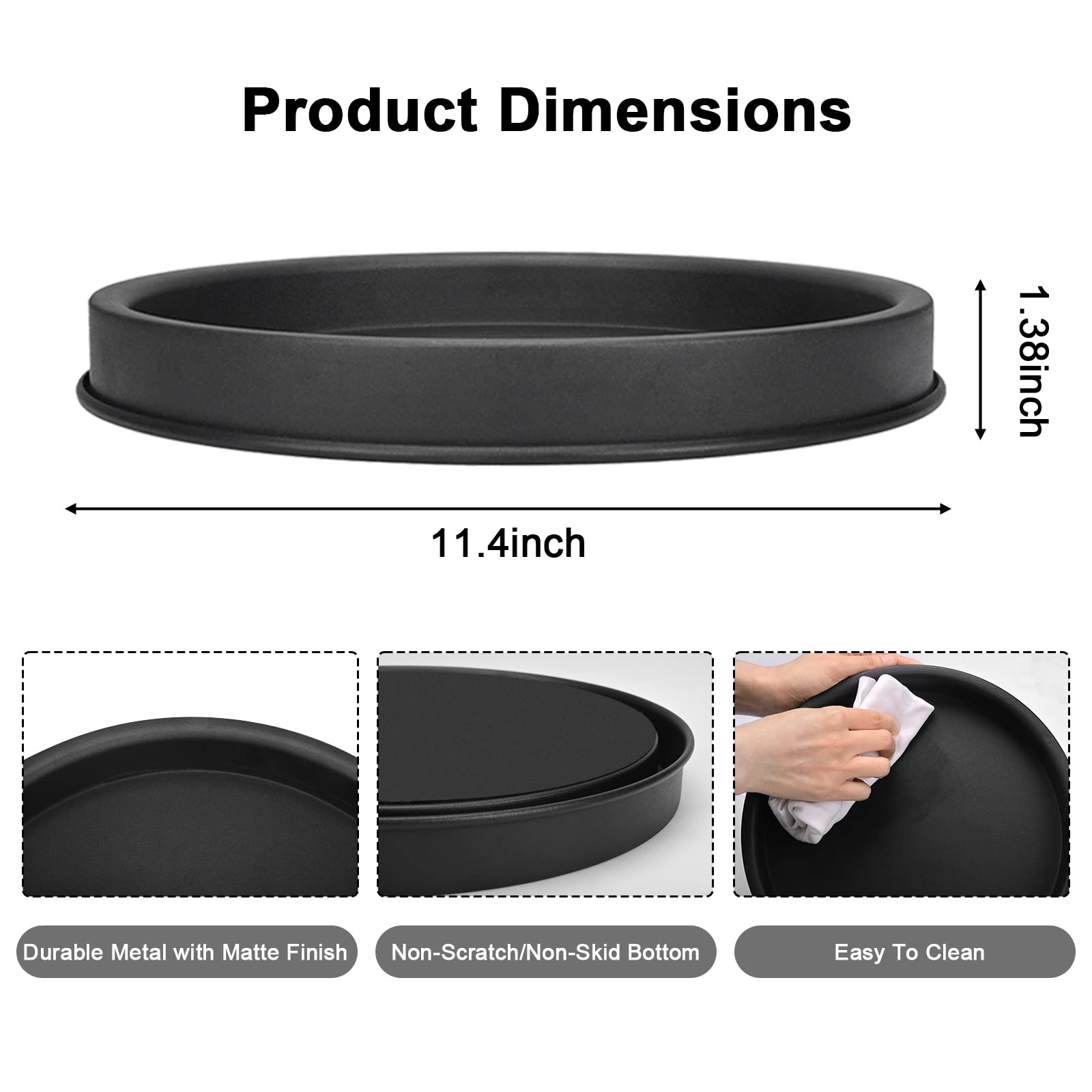 Dekosilave Black Decorative Serving Tray for Coffee Table Round Decorative Tray for Home Decor, Candle Tray with Tassels Farmhouse Beads Centerpieces Living Room Home Decorations