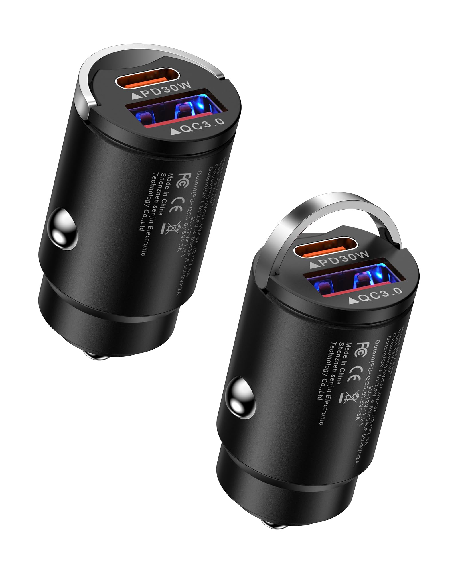 2Pack Fast Car Charger USB C, 30W Mini Cigarette Lighter Adapter, Dual Port PD&QC 3.0 USB C Car Phone Charger Type C Car Plug Fast Charging for iPhone 15 14Pro 13 12, Pixel 8 7 Pro 7a 6 5 4XL, Samsung