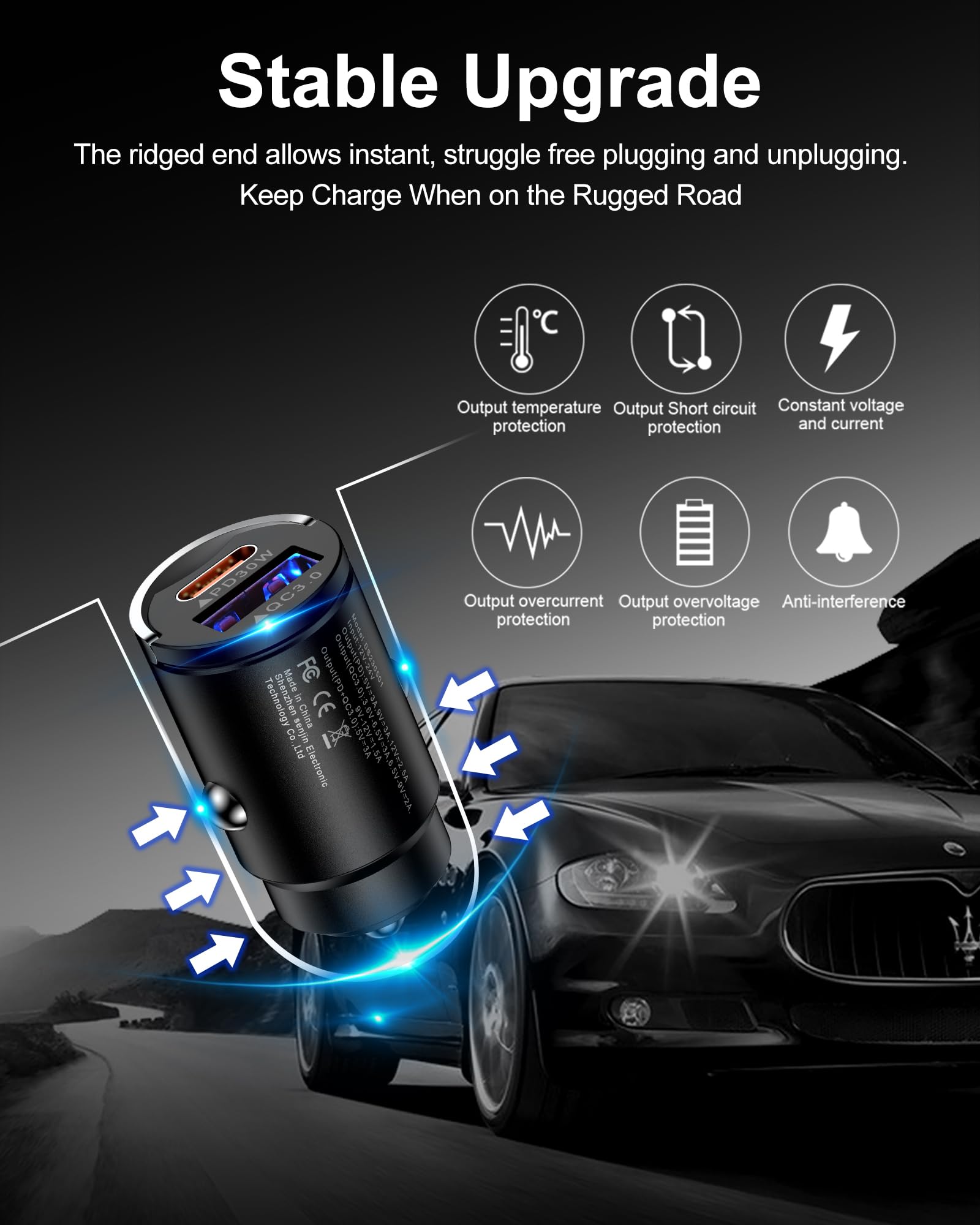 2Pack Fast Car Charger USB C, 30W Mini Cigarette Lighter Adapter, Dual Port PD&QC 3.0 USB C Car Phone Charger Type C Car Plug Fast Charging for iPhone 15 14Pro 13 12, Pixel 8 7 Pro 7a 6 5 4XL, Samsung