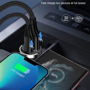 2Pack Fast Car Charger USB C, 30W Mini Cigarette Lighter Adapter, Dual Port PD&QC 3.0 USB C Car Phone Charger Type C Car Plug Fast Charging for iPhone 15 14Pro 13 12, Pixel 8 7 Pro 7a 6 5 4XL, Samsung