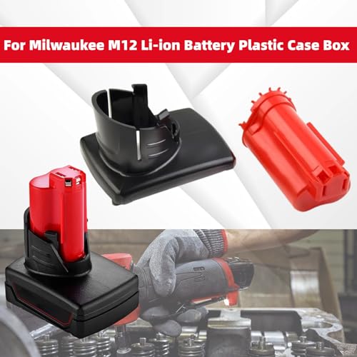 2Pcs M12 Battery Case Replacement, M12 Plastic Case Parts Shells, M12 Battery Cover for Milwaukee 12V 48-11-2411 M12 Li-ion Battery