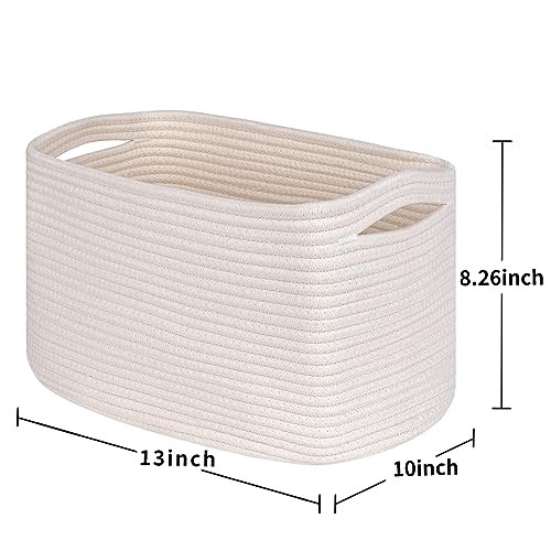 Kriitools Off White Storage Cubes Baskets Bins for Shelves Set of 3, Rectangular Closet Storage Cube Baskets, Skin-friendly Woven Rope Baskets for Organizing, Woven Cube Storage Bins for Baby Nursery