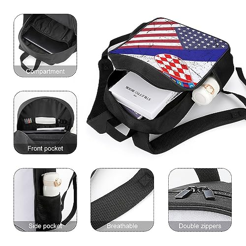 Croatian American Flag Laptop Backpack Cute Lightweight Backpacks Travel Daypack