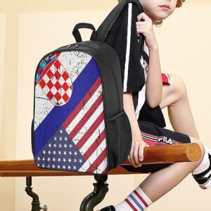 Croatian American Flag Laptop Backpack Cute Lightweight Backpacks Travel Daypack