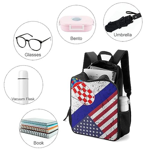 Croatian American Flag Laptop Backpack Cute Lightweight Backpacks Travel Daypack