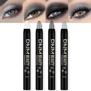 amy's diary eyeshadow pencil cream stick 4pcs set, eye eyeshadow waterproof pearl white black grey silver shimmer metallic eyeshadow crayon stick sombras en crema para ojos (set01)