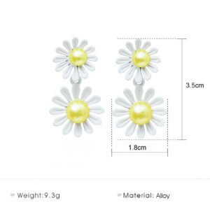 Sttiafay Vintage Resin Daisy Flower Earrings White Flower Stud Earrings Acrylic Daisy Dangle Earrings Boho Sunflower Flower Earrings Jewelry for Women and Girls